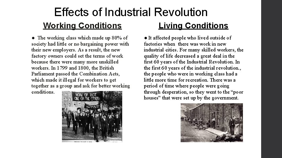Effects and Responses of the Industrial Revolution Effects