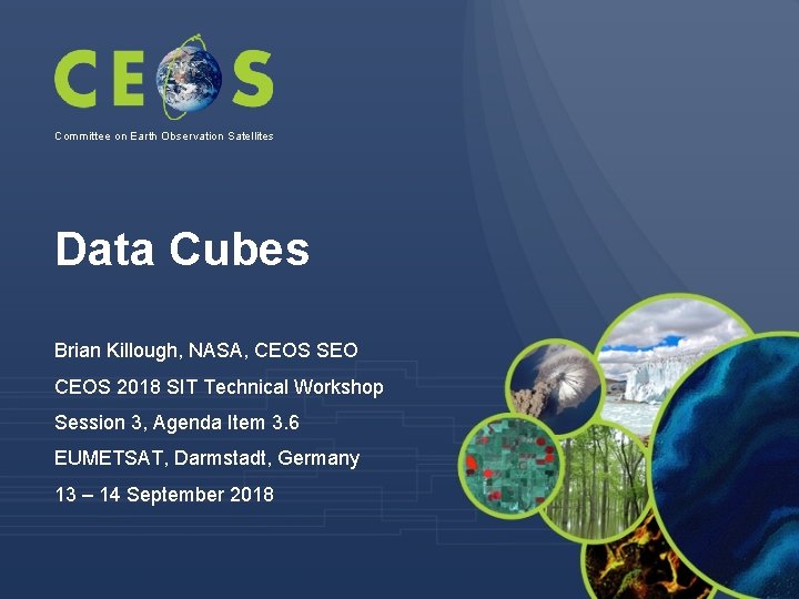 Committee on Earth Observation Satellites Data Cubes Brian
