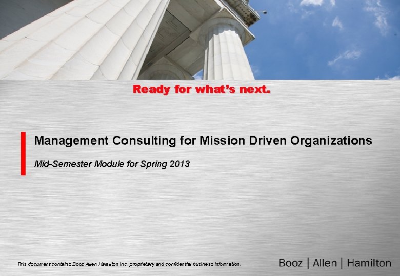 Ready for whats next Management Consulting for Mission