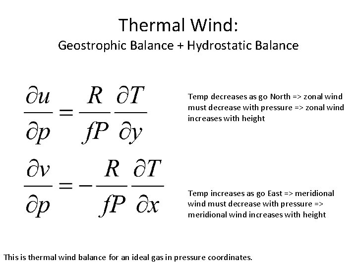 12 003 Recitation Geostrophic Balance Thermal Wind Effect