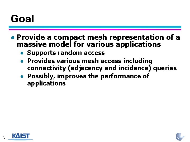 RandomAccessible Compressed Triangle Meshes Sungeui Yoon Korea Advanced