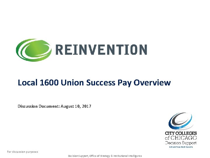 Local 1600 Union Success Pay Overview Discussion Document