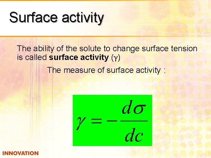 Physical chemistry of surface phenomena Basics of adsorptive