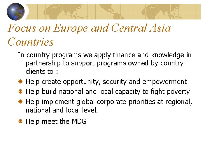 World Bank Europe and Central Asia Region Mainstreaming