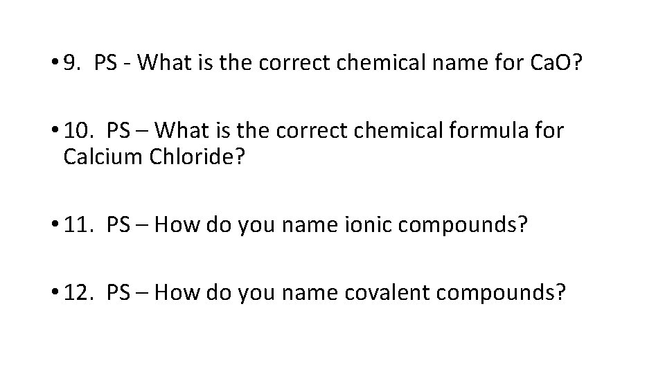 Naming chemical compounds gallery walk By Chivas Spivey