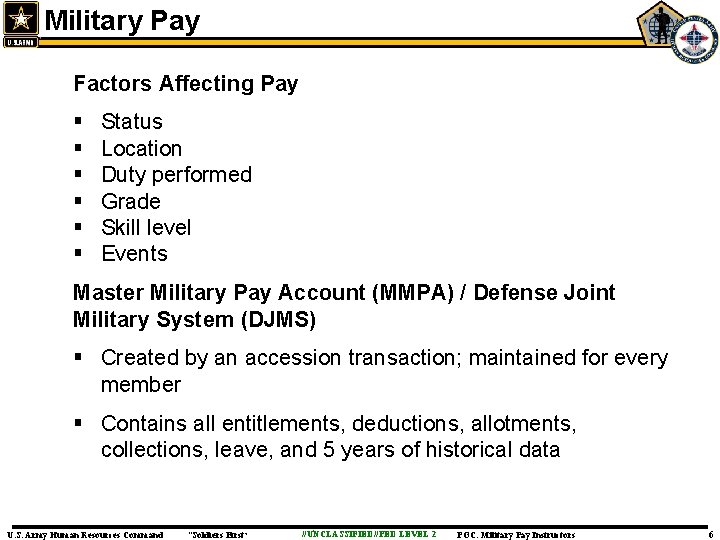 Military Pay Course Overview U S Army Human