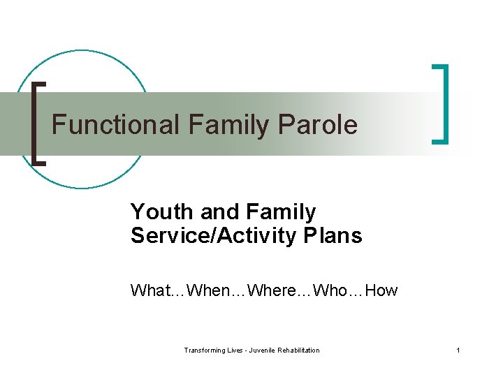 Functional Family Parole Youth and Family ServiceActivity Plans