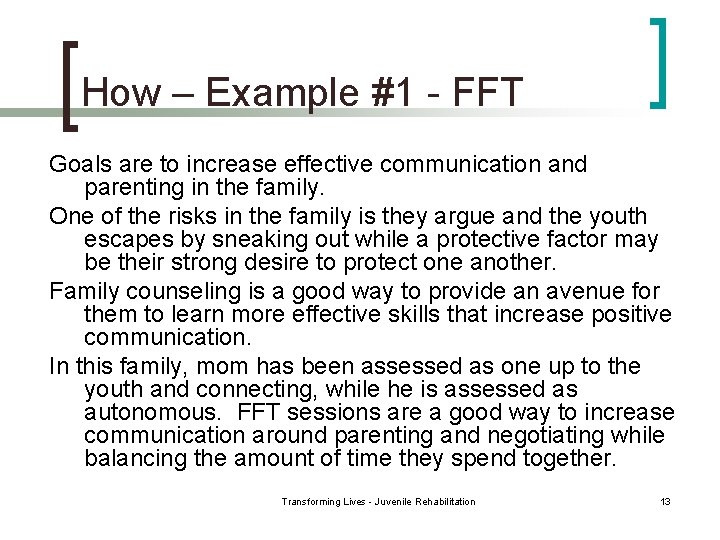 Functional Family Parole Youth and Family ServiceActivity Plans