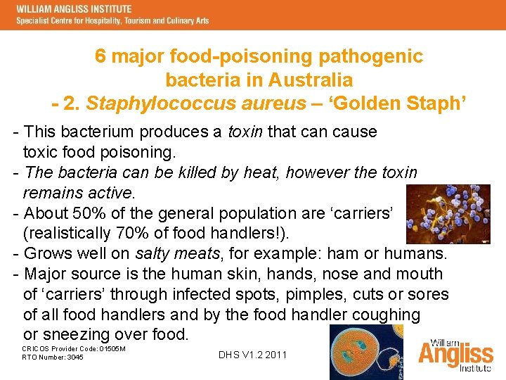 Implement Food Safety Procedures SITXFSA 001 A CRICOS