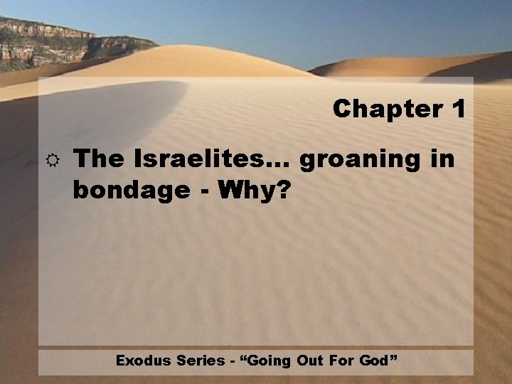 Exodus Series Going Out For God Moses The