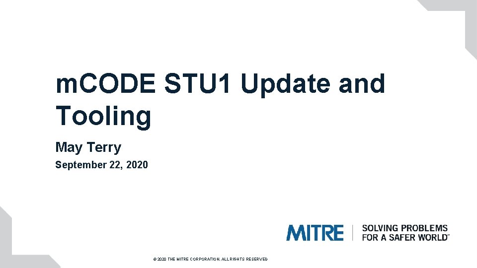 m CODE STU 1 Update and Tooling May