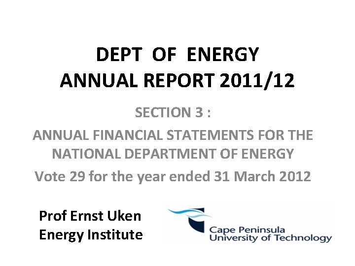 DEPT OF ENERGY ANNUAL REPORT 201112 SECTION 3