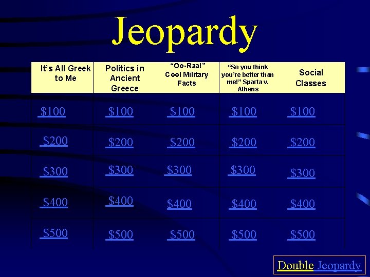 Jeopardy Its All Greek to Me Politics in