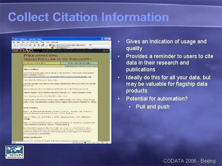Tracking and Managing Citations Data Centers and Best