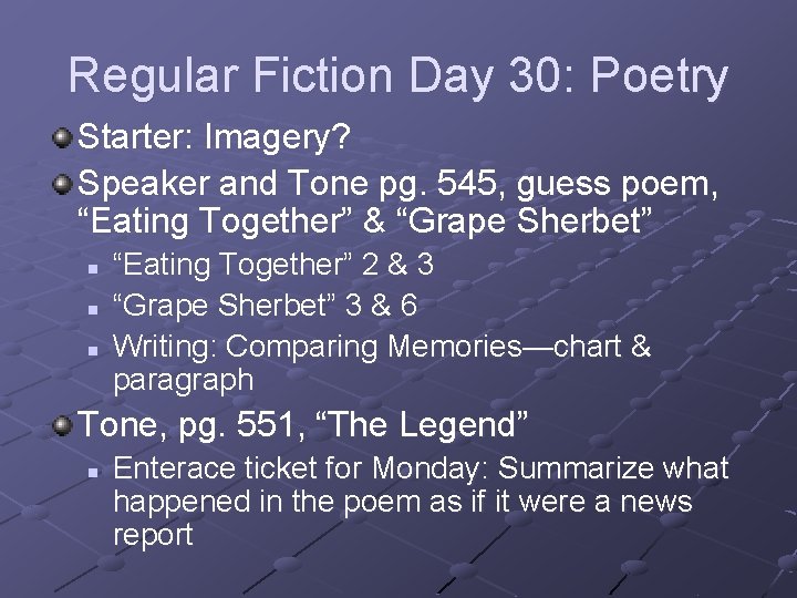 Regular Fiction Day 30 Poetry Starter Imagery Speaker