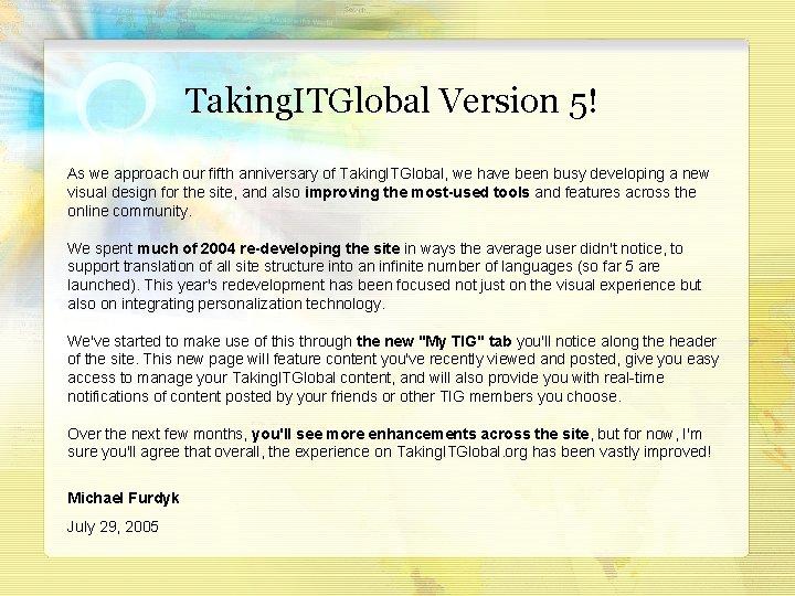 Taking ITGlobal Version 5 A presentation guide to