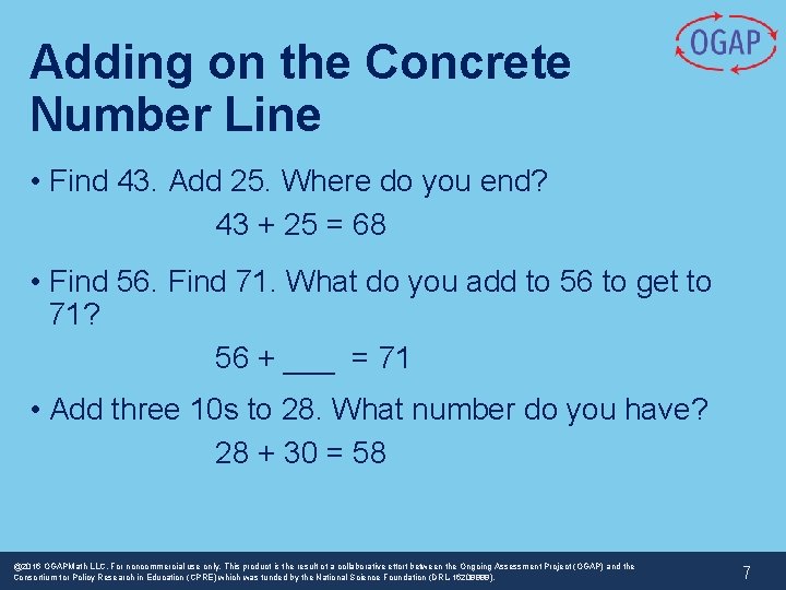 Number Lines 2016 OGAPMath LLC For noncommercial use