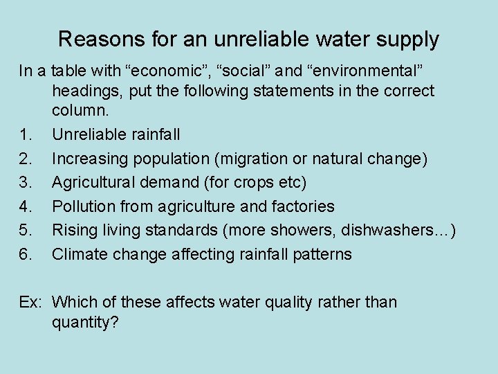 Unit 1 Dynamic Planet Revision Topic 4 Waterworld