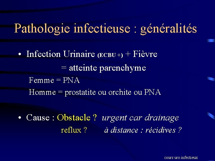 Pathologie infectieuse ECBU germes leucocytes Bactriurie direct culture