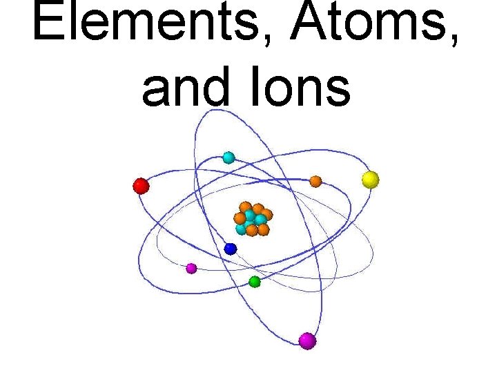 Elements Atoms and Ions The History of Atomic