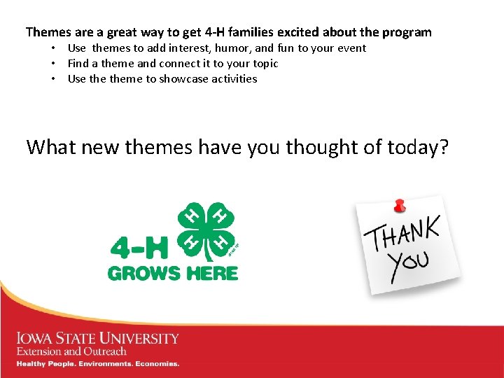 Using Themes for New 4 H Member Orientation