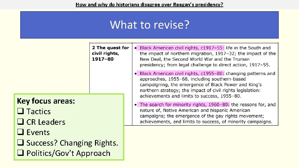 How and why do historians disagree over Reagans