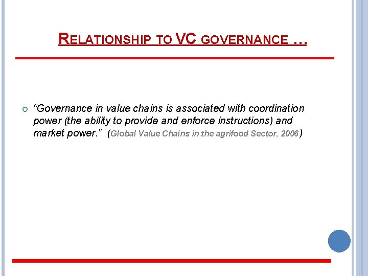 Value Chain Coordination Mechanisms in Agribusiness A perspective