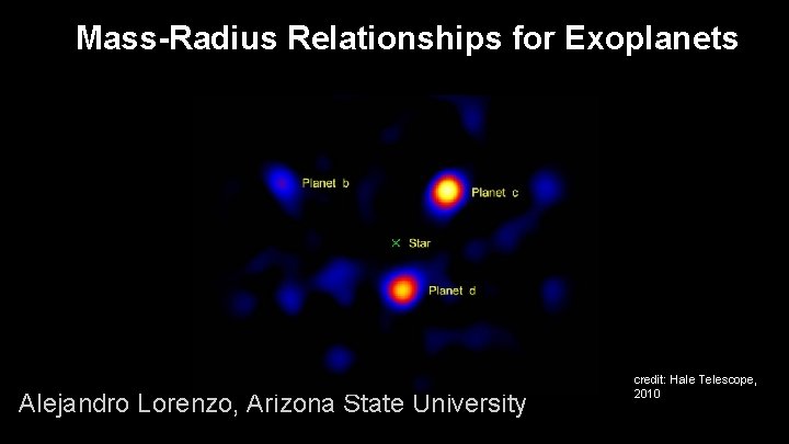 MassRadius Relationships for Exoplanets Alejandro Lorenzo Arizona State