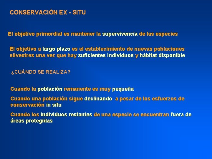 SEMINARIO BIOLOGIA DE LA CONSERVACIN EX SITU SEMESTRE