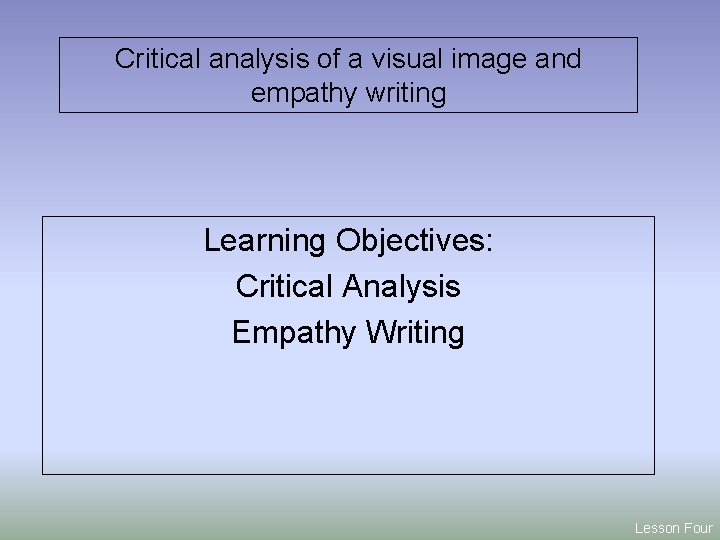 Critical analysis of a visual image and empathy