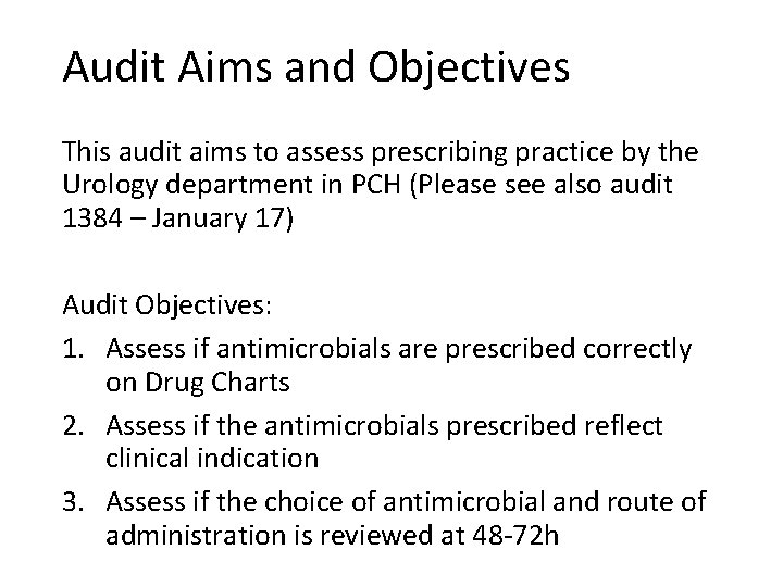Audit of Drug Charts Antibiotics and Anticoagulants Audit