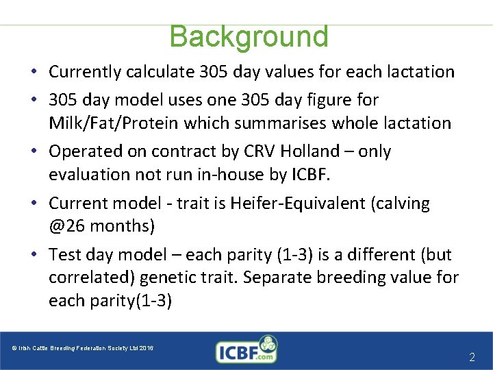 Test Day Model Update Background Currently calculate 305