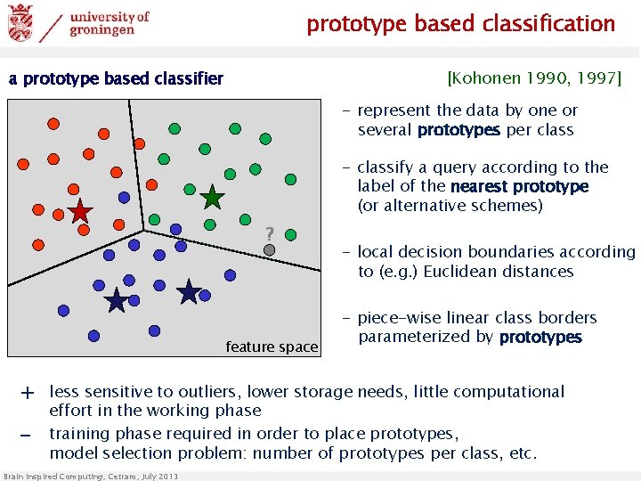 Prototypebased learning and adaptive distances for classification Michael