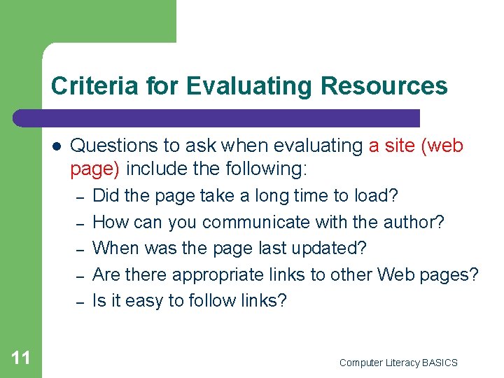 Living Online Module Lesson 27 Evaluating Online Information