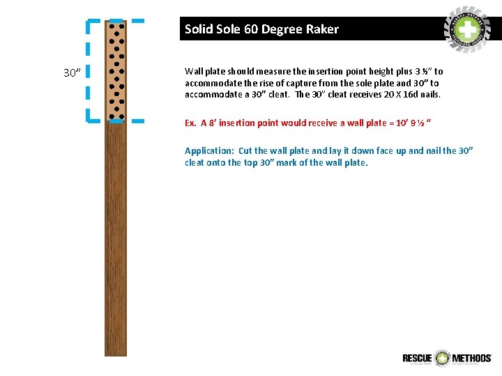 Solid Sole 60 Degree Raker 30 Wall plate