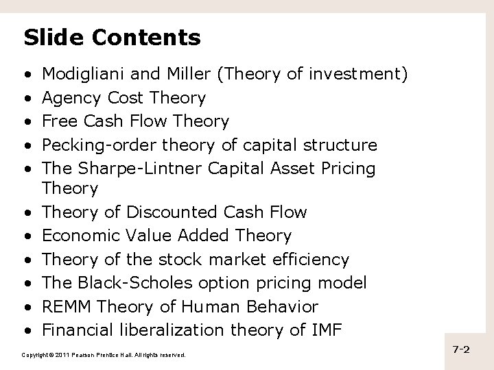 Introduction Finance Theories Taxonomy Theories of capital structure