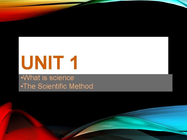UNIT 1 What is science The Scientific Method