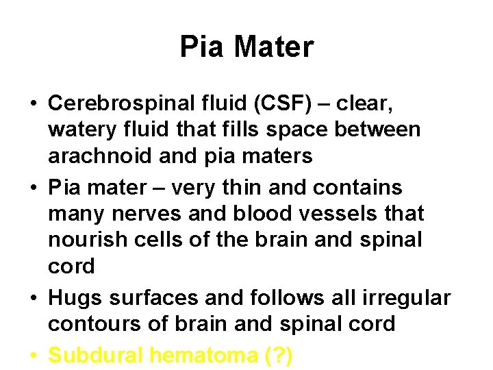 CNS Structures 1 Meninges 2 Spinal cord 3
