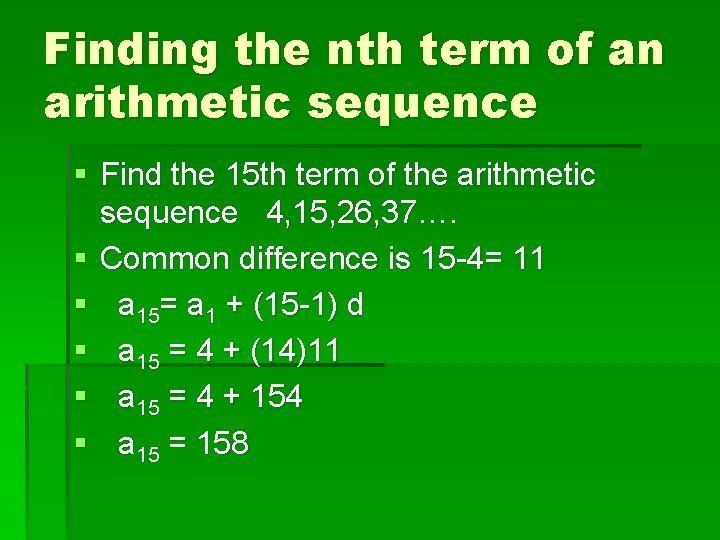 Lesson 92 Finding arithmetic sequences sequence A sequence