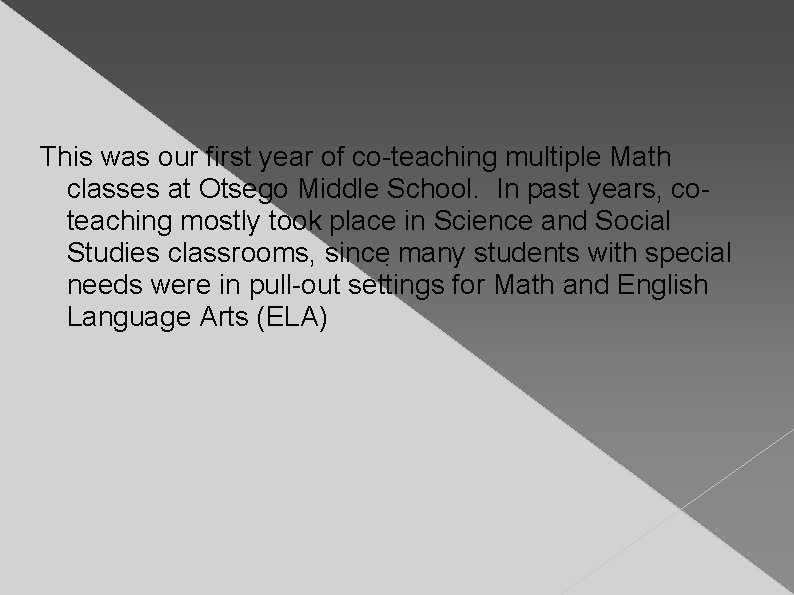 CoTeaching Middle School Math How it can be