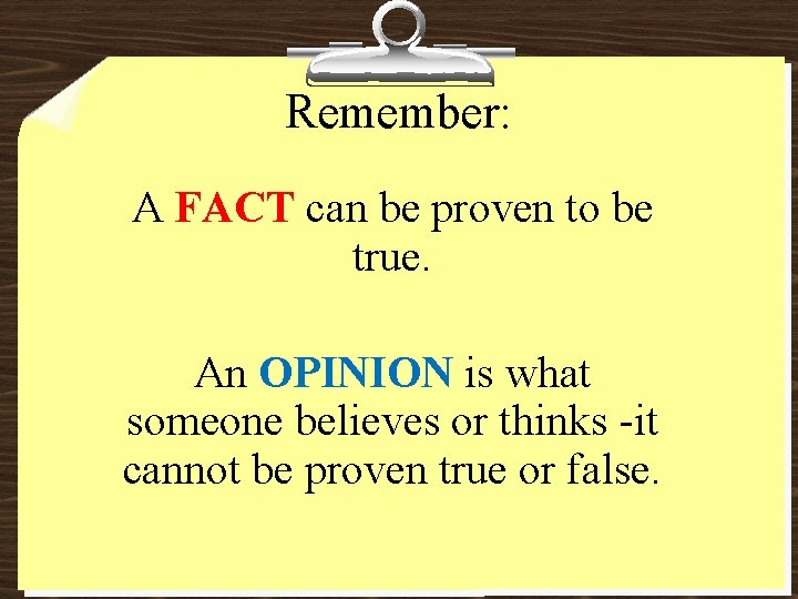 Fact Opinion By Mr Gentili Jordan Jackson Elementary