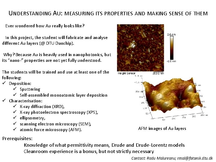 UNDERSTANDING AU MEASURING ITS PROPERTIES AND MAKING SENSE