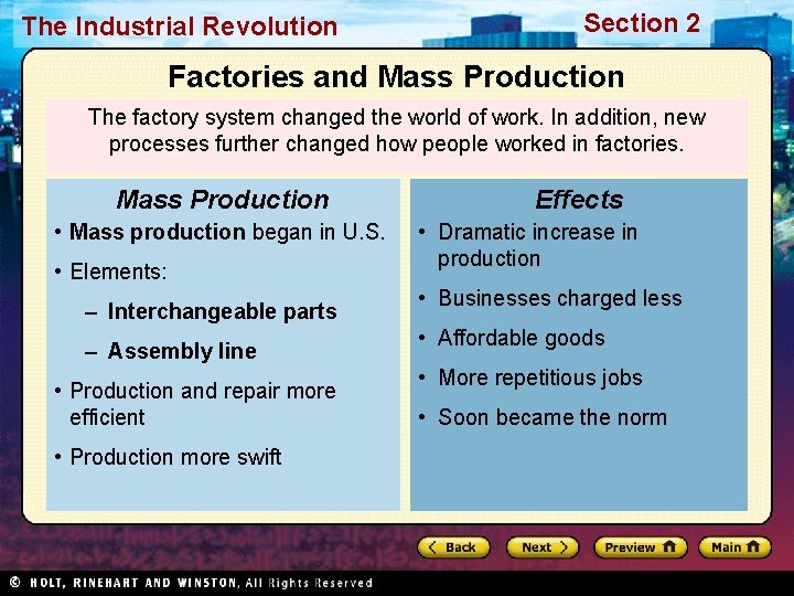 The Industrial Revolution Section 2 Factories and Workers