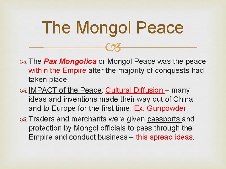 The Mongol Empire Chapter 12 Section 3 The