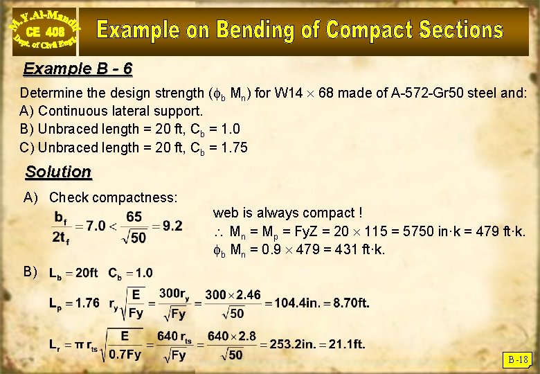 1 Full section Yielding Lb Lp Mn Mp