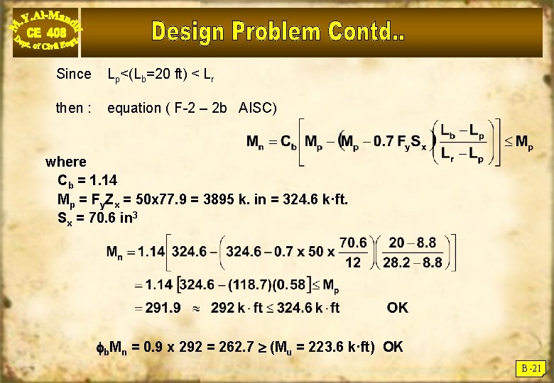1 Full section Yielding Lb Lp Mn Mp