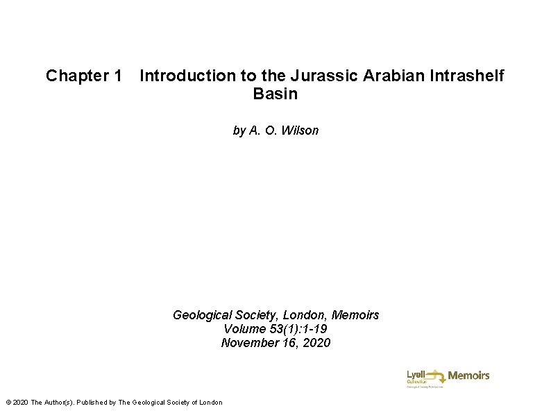 Chapter 1 Introduction to the Jurassic Arabian Intrashelf