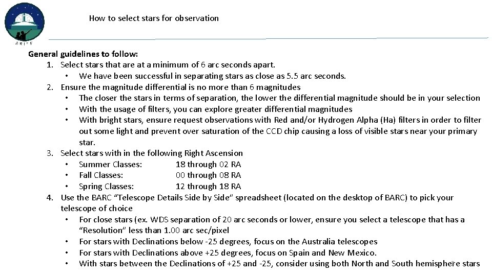 HOW TO SELECT DOUBLE STARS FOR OBSERVATION GENERAL
