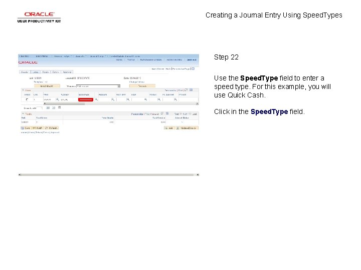 Creating a Journal Entry Using Speed Types Concept