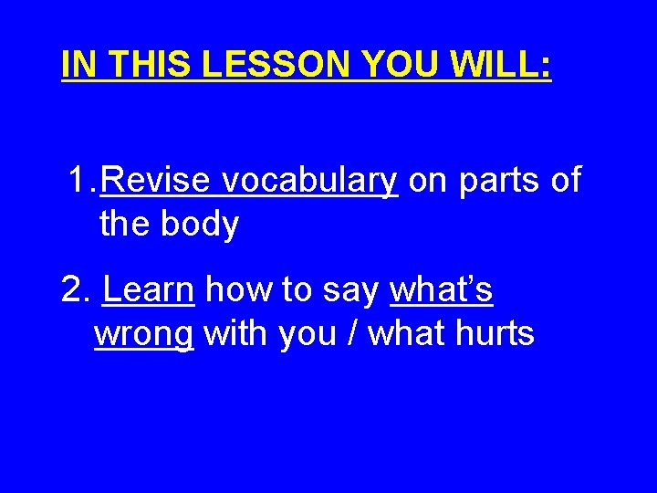 IN THIS LESSON YOU WILL 1 Revise vocabulary